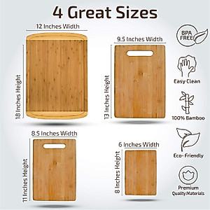 Bamboo Cheese Board and Bamboo Cutting Board Set of 4
