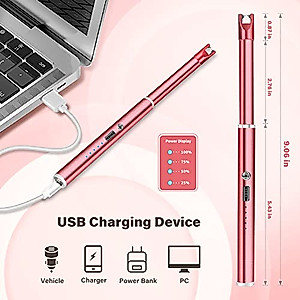 Navpeak Candle Lighter Long Neck Windproof Electric Arc Lighter for Gas Stove Fireplace BBQ Kitchen Grills (Rose Pink)