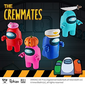 P.M.I. Among Us Action Figures | All Four 4.5-Inch-Tall Collectibles | Among Us Toys and Playable Mini Toys | Red, Pink, and Cyan Crewmates and Blue Ghost with 8 Hats and Hands | Kids’ Toys