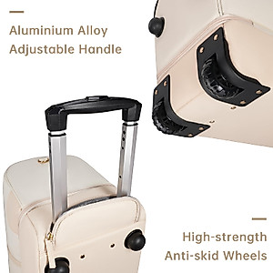 ETRONIK Rolling Duffle Bag with Wheels, 21 Inch Carry on Bag for Airplanes with Shoes Compartment, Canvas Weekender Overnight Bag for Women with Toiletry Bag, Beige