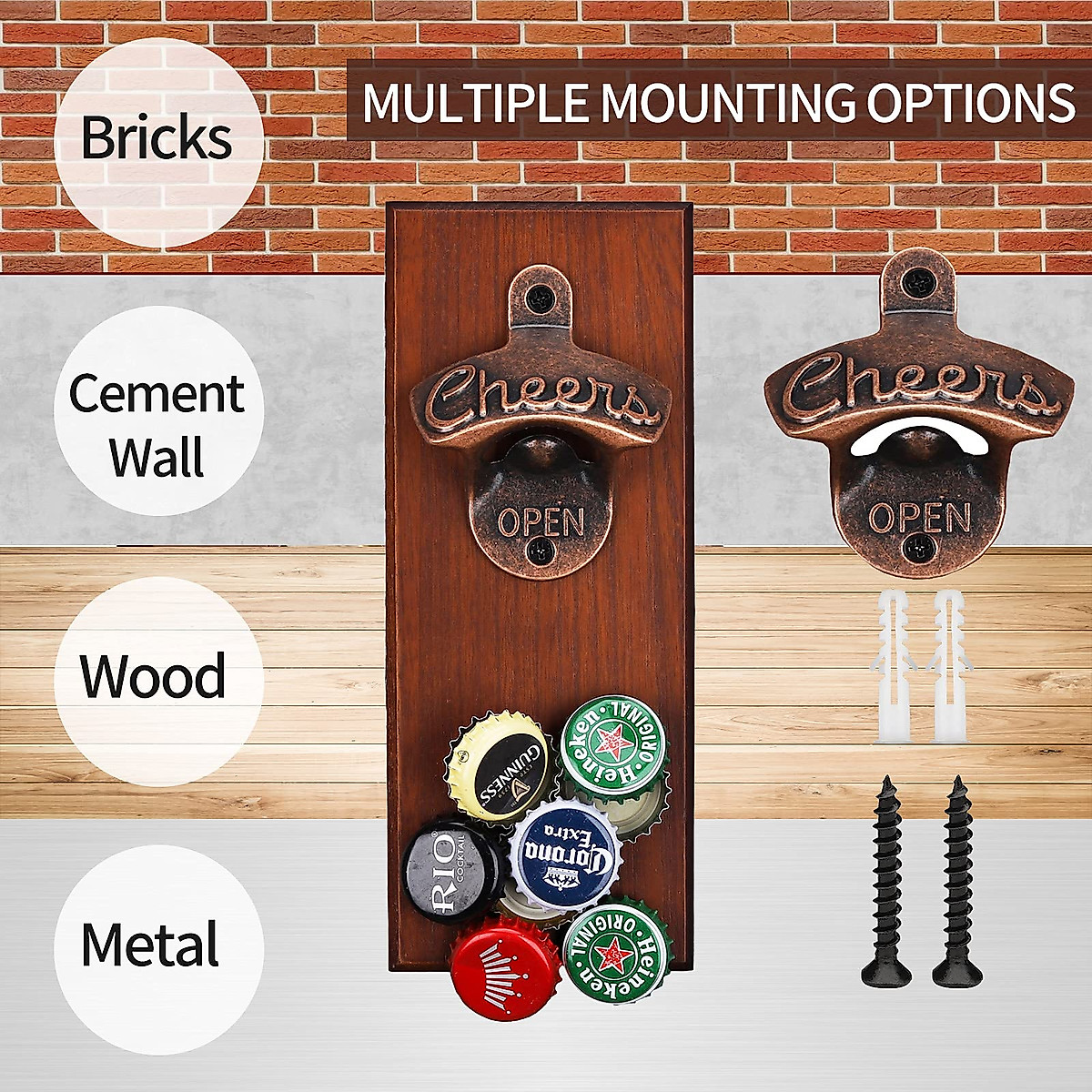 Gifts for Men Dad, Strong Magnetic Beer Bottle Opener Wall Mounted with Auto Catch, Unique Beer Gifts for Him Boyfriend Grandpa Husband Uncle, Cool Gadgets for Birthday Housewarming Presents