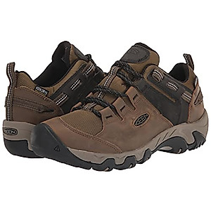 KEEN Men's Steens Low Height Waterproof Hiking Shoes, Brindle/Dark Olive, 12