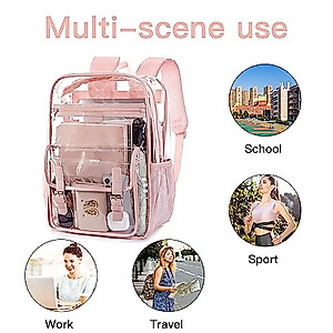 Telena Clear Backpack, Heavy Duty PVC Transparent Backpack with Reinforced Strap, See Through Bookbag for College Workplace