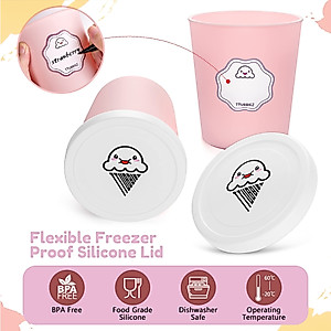 TTUBBIEZ Ice Cream Containers (2 Pack - 1 Quart Each), Ice Cream Containers for Homemade Ice Cream, Ice Cream Storage Containers for Freezer, 1 Quart Freezer Containers for Ice Cream Storage - Pink