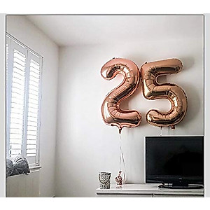 Tellpet Rose Gold Number 25 Balloon, 40 Inch