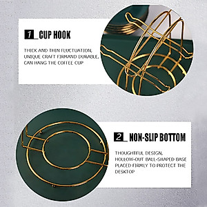 YY YEARCHY Coffee Mug Holder, Espresso Cups Holder Cup Drying Rack Cups Drainer Stand Metal Mug Tree Cups Organizer with 4 Hook Hangers for Kitchen Counter and Tea Party(Gold)