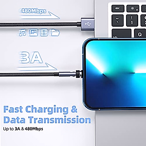 seynli (2-Pack) 10ft 3-in-1Magnetic Charging Cable, 540° Rotatable Magnetic Phone Charger 10' Long Charge Cable Support Fast Charging, 480Mbps Data Sync, Compatible with iPhone, USB C, Micro USB