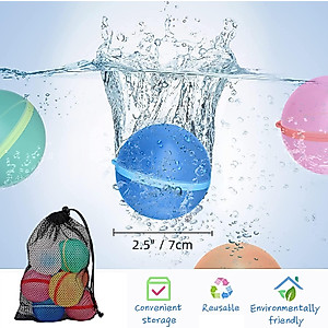 Reusable Water Ballons for Kids Magnetic, 8 Pcs Refillable Water Balloons Silicone Water Bomb Balls for Kids Adults Outdoor Activities Swimming Pool Party Supplies