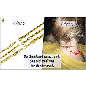 BA UNIQUE FASHION Stainless Steel Rope Chain 16,18, 20, 24 inches Necklace for Men and Women in Gold, Silver Tone (5mm 20", Gold Plated Stainelss Steel)