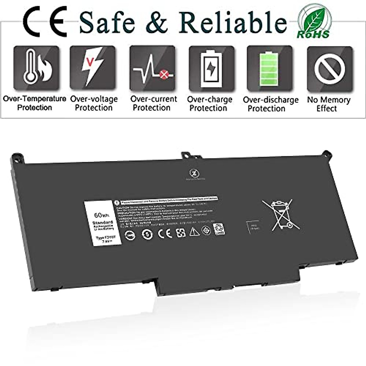 VNYUNQWE F3YGT Latitude 7480 Battery 7490 Battery 2X39G 60WH for Dell Latitude 12 7000 7280 7290/13 7000 7380 7390 P29S002/14 7000 7480 7490 P73G002 Series DM3WC KG7VF P73G 451-BBYE 453-BBCF