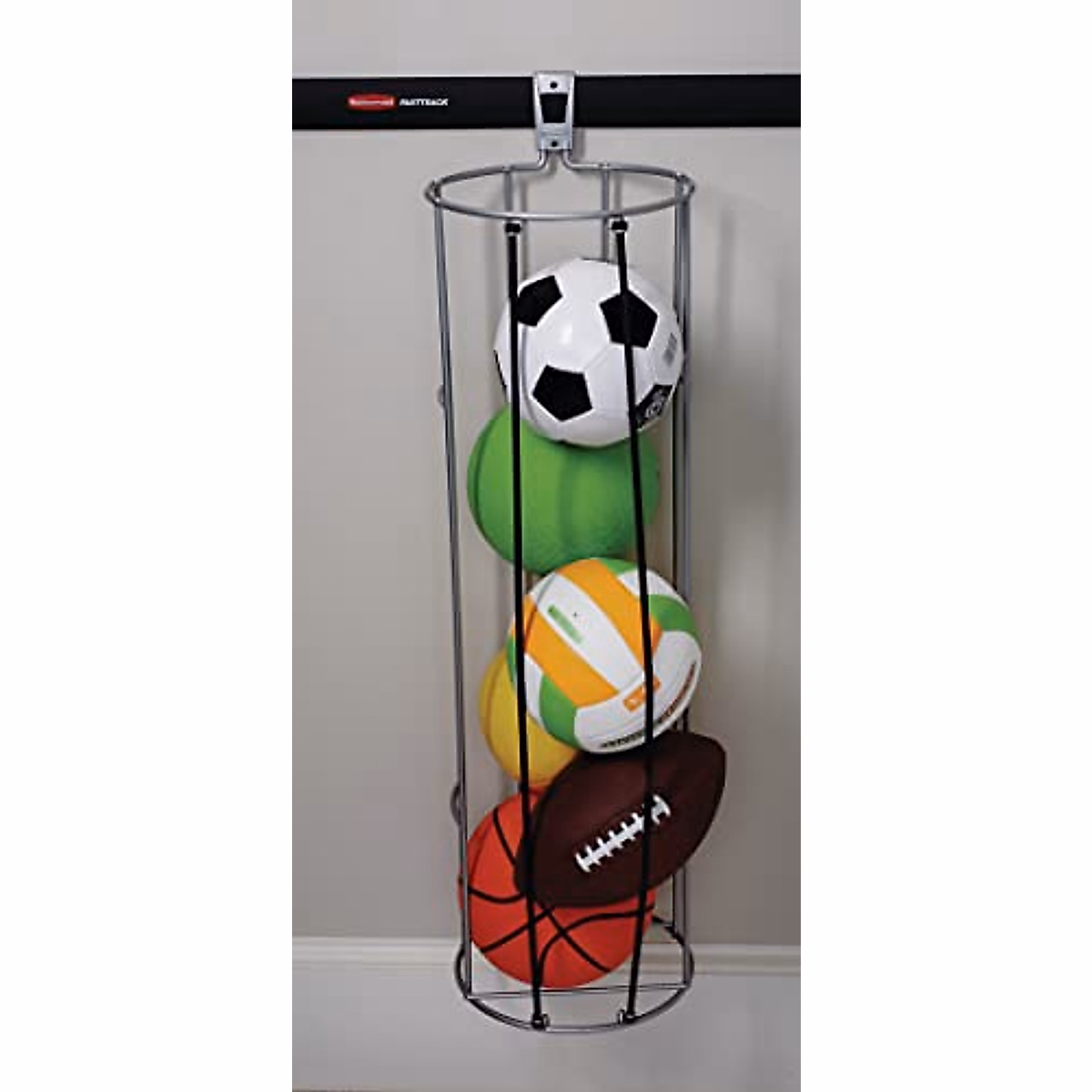 Rubbermaid FastTrack Alloy Steel Garage Storage Vertical Ball Rack, Garage Organization, Stackable Ball Cage for Garage Organizer,Silver