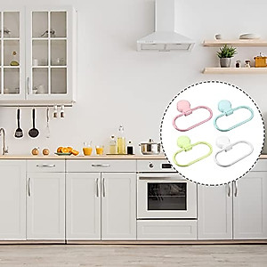 HARFINGTON Wall Mounted Oval Towel Ring ABS Hanging Holder Self-Adhesive for Bathroom Kitchen Accessories, White & Green