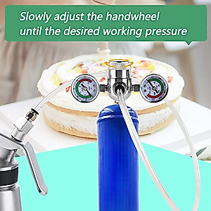 Improved Whipped Cream Pressure Regulator Valve with Upgraded Adapter & Hose Line, Pressure Regulating Valve for Whipped Cream Chargers 0.95 Liter 580g Tank (Valve -1)