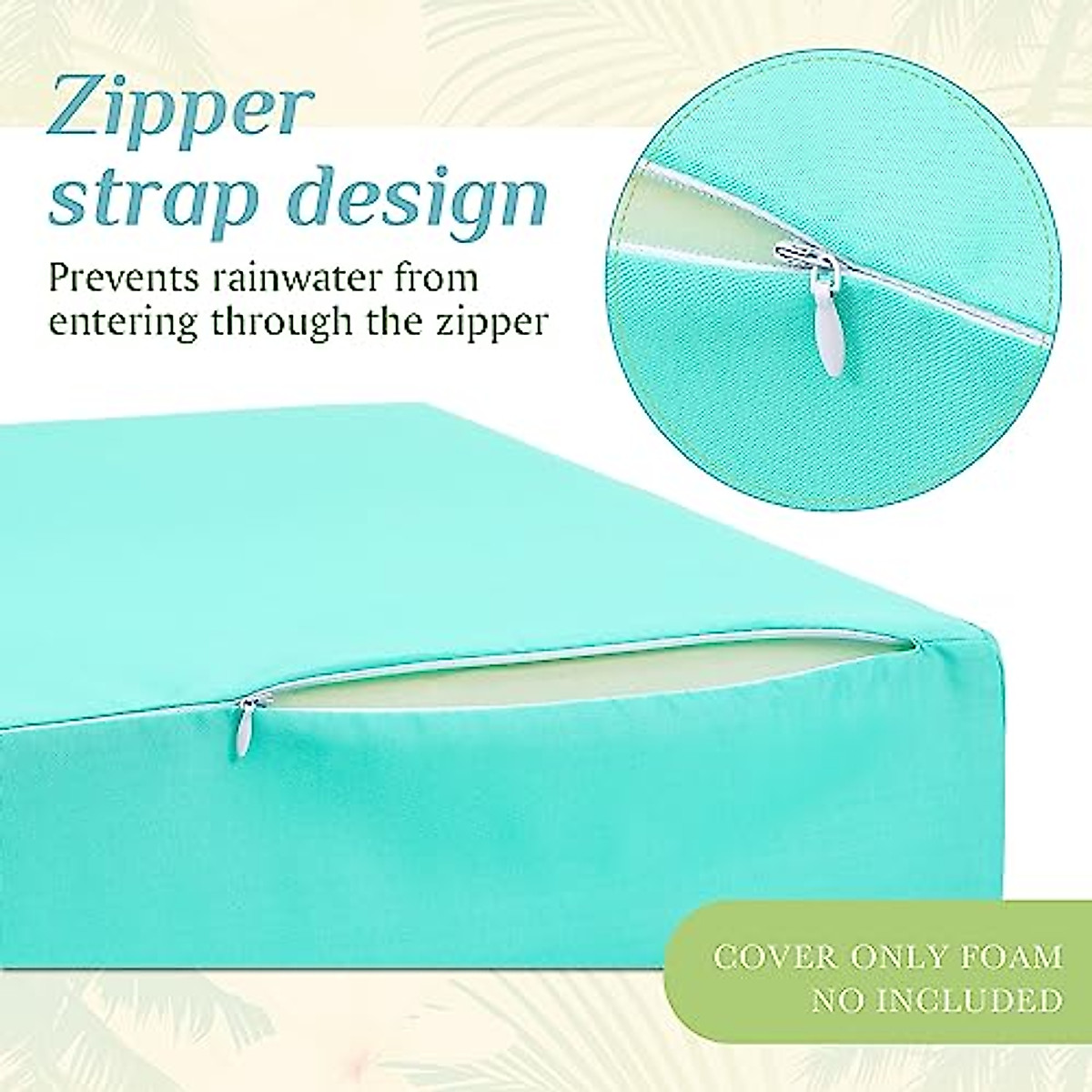 Batiyeer 8 Pcs Outdoor Cushion Slipcovers Patio Chair Cushion Covers Replacement Waterproof Square Outdoor Seat (Solid Teal Style,20 x 20 x 4 Inch)