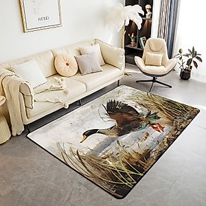 Mallard Duck Rugs for Living Room Bedroom Boys Girls Wild Duck Hunting Area Rug 5x7 for Kids Women Men Ultra Soft Lodge Cabin Farmhouse Decorative Carpet Floor Mat Room Decor