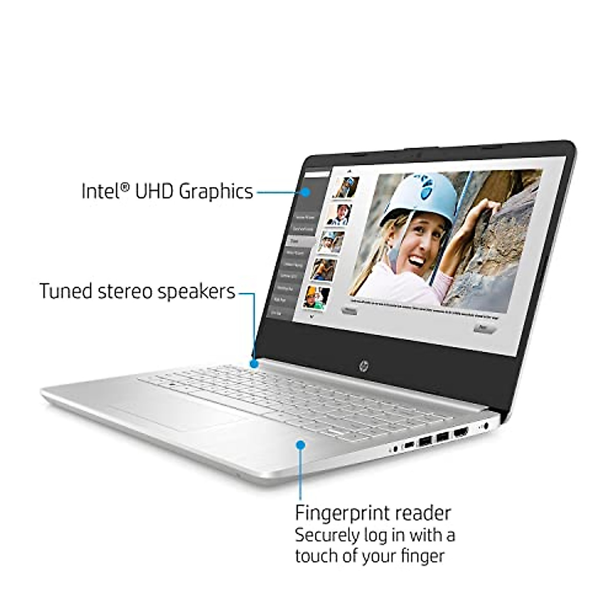 HP Pavilion 14“ FHD (1920 x 1080) Laptop, Intel Core i3-1115G4 Processor, 16GB RAM, 256GB PCIe SSD, Fingerprint Reader, Long Battery Life, Lightweight Design, USB-C, HDMI, Wi-Fi, Webcam, Windows 10