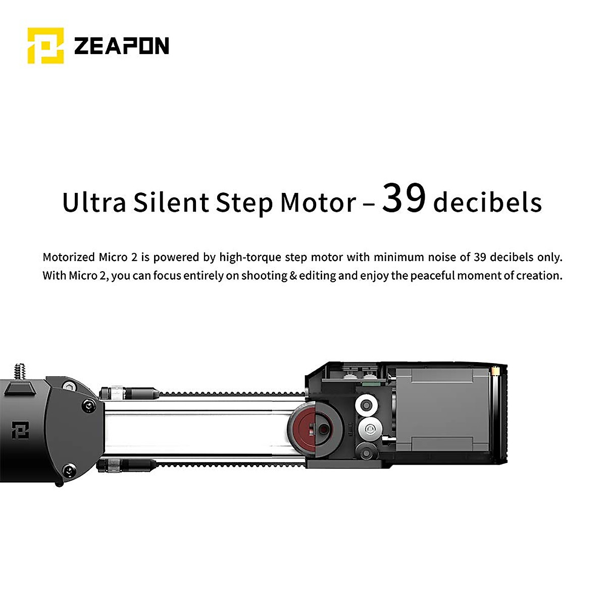 Zeapon Motorized Micro 2 Camera Slider, Travel Distance 52cm/20in, 4.5KG All-Direction Carrying Capacity, 39 Decibels Motor, 3 Adjustable Speeds, Power-Off Protection, APP Supported Android & iOS