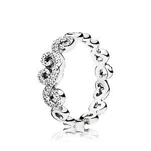 Pandora Heart Swirls Ring, Clear Cz, 197117CZ (58)