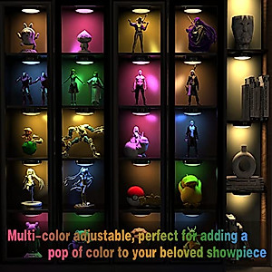 ILYXY 6 Pack LED Under Cabinet Lighting Dimmable Push Lights Battery Operated Wireless Under Counter Puck Lights with Remote for Kitchen, Multicolor Transformation Stick On Lights, Shiny Black