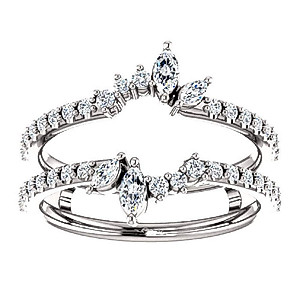 Marquise & Round Cut White Diamond 925 Sterling Silver 14K White Gold Over Diamond Wedding Enhancer Ring for Women's