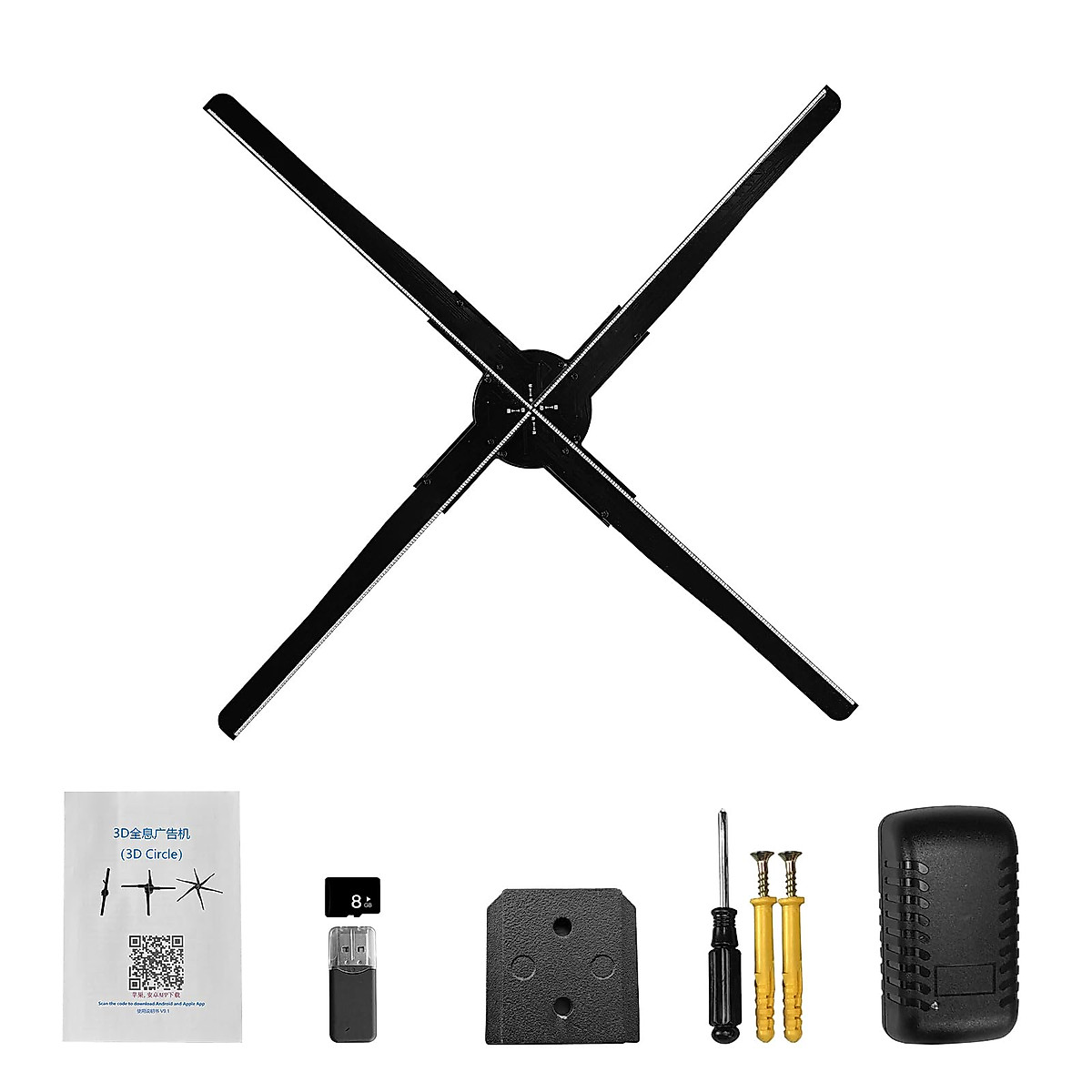 3D Hologram Fan, Faryuan Graphic 3D Photos & Videos, 1600x616 Hi-Resolution & 616 Beads WiFi Hologram Advertising Display with APP & Built-in Bluetooth for Business, Trade Show, Store, Shop (22inch)