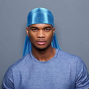 ASKNOTO 6 Pcs Silky Durag Headwraps Dorag for Men Women Waves, Durags Pack with Long Tail and Wide Straps, 6 Colors