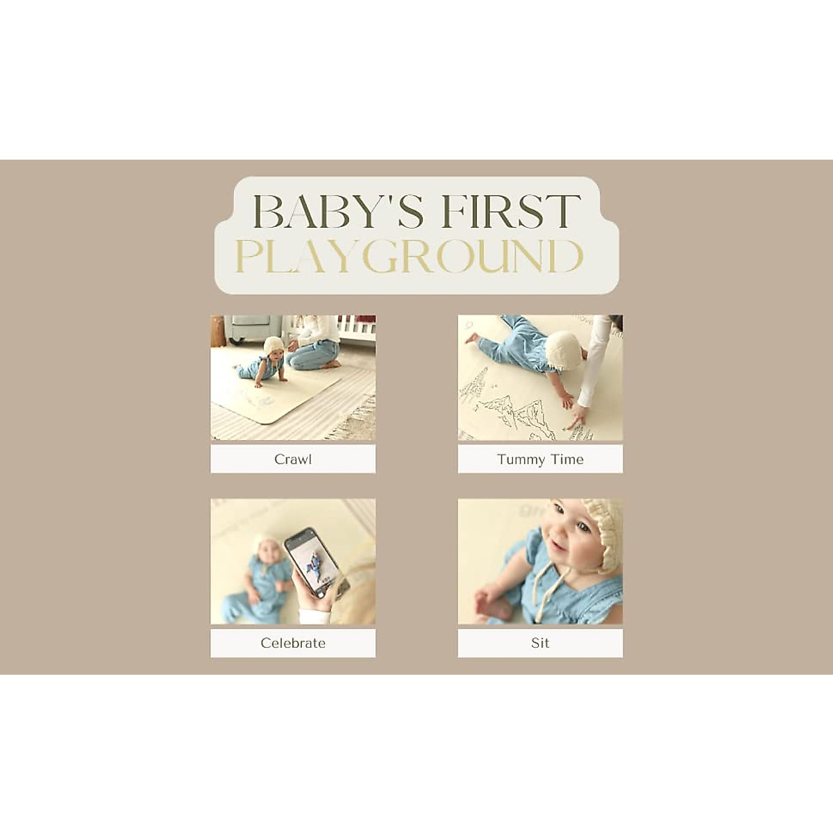 Leather Milestone Blanket Play Mat - Reversible 39"x55" Baby Play mat Baby Milestone Blanket for Baby boy or Girl Baby Milestone Blocks or Baby Milestone Cards Alternative