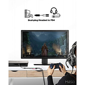 Bundle MillSO Headphone Mic Splitter, 3.5mm Headset Adapter 2 TRS Female to TRRS Male + MillSO USB External Sound Card Audio Adapter, USB to 3.5mm TRS Headphone and Microphone Stereo Jack Splitter