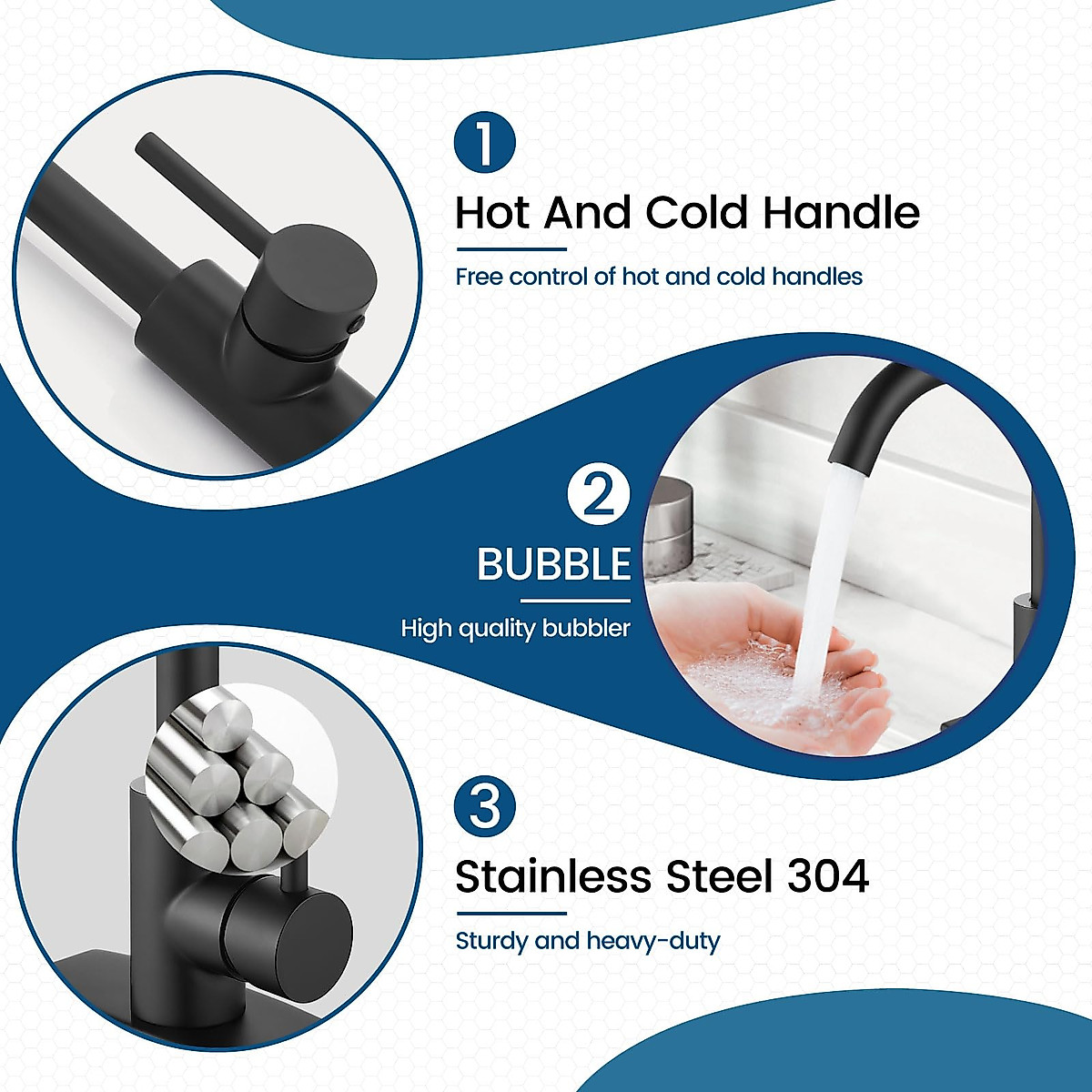 Airuida Matte Black Bar Sink Faucet Single Hole Single Handle Bathroom Sink Faucet Kitchen Small Prep Wet Farmhouse RV Lavatory Vanity Mixer Tap 360 Degree Swivel Spout with Pop Up Drain