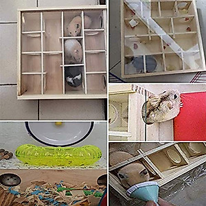 TangXSTAR Hamster Labyrinth Puzzle Toy Wooden Maze Tunnel Toy with Glass Cover for Small Hamster Mice Gerbils