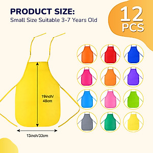 Caydo 12 Pieces 12 Colors Children's Artists Fabric Aprons for Kitchen, Classroom, Community Event, Crafts and Art Painting Activity