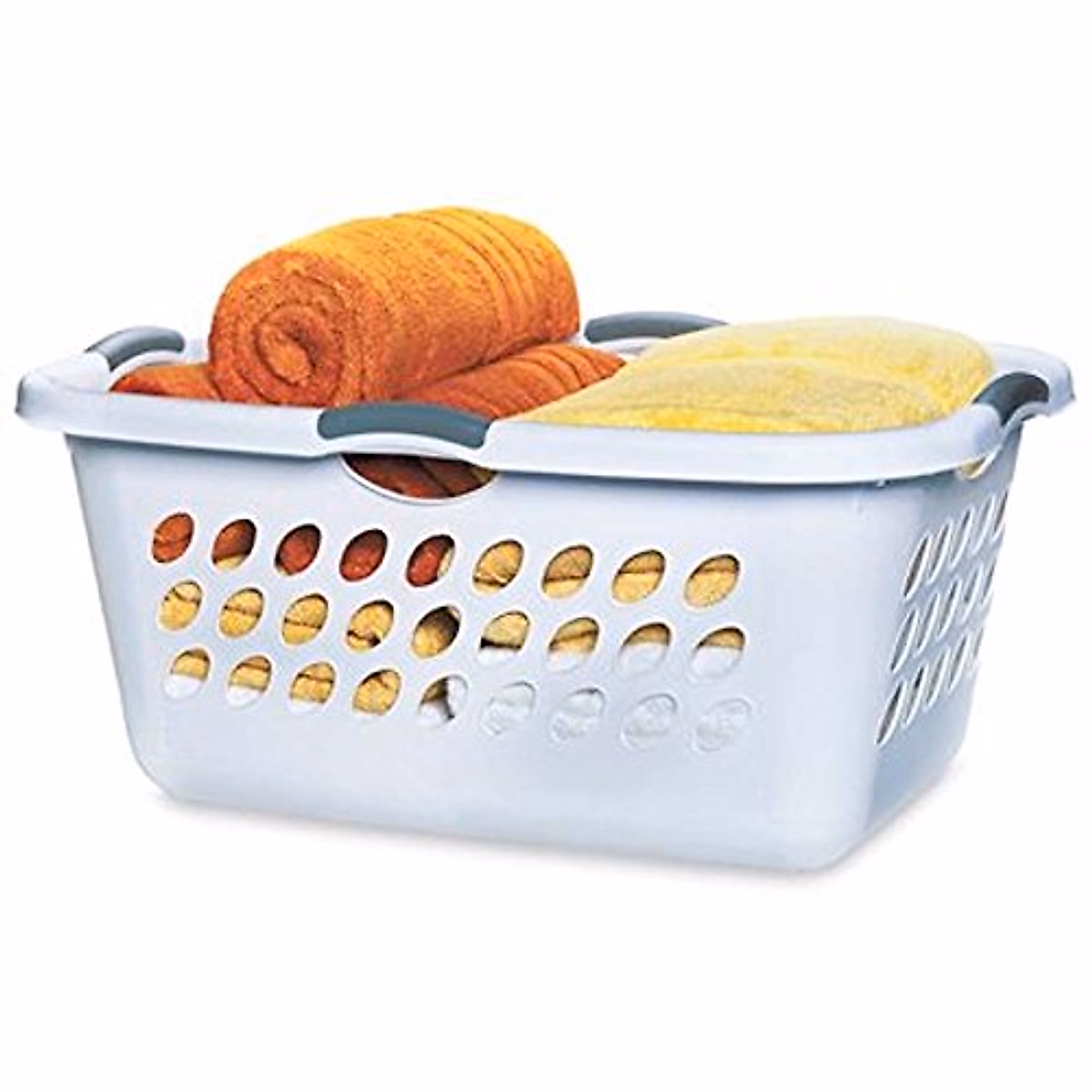 Sterilite 12158006 Ultra Laundry Basket, White with Titanium Handles