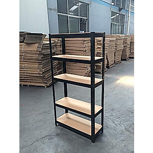 Lucg 180x90x40cm Shelving Shelves Racking Storage Shelf Unit Garage Shed Racking Storage Shelving Units Boltless Metal Shelves 5 Tier 875KG Capacity(175Kg Per Shelf) - Black