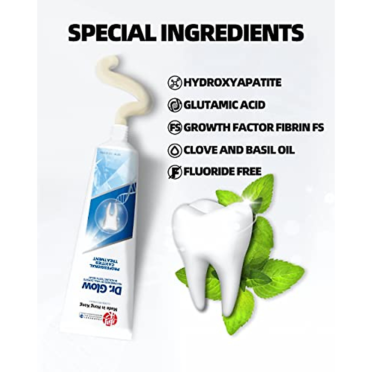 Dr. Glow Adult Cavity Repair Toothpaste, Fluoride Free Enamel Repair Tooth Taste for Teeth Remineralizing, Hydroxyapatite Toothpaste for Tooth Decay Repair, Cavity Reversing Anticavity, Minty 3.52oz