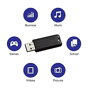 Verbatim 256GB Pinstripe USB 3.2 Gen 1 Flash Drive Retractable Thumb Drive - Black