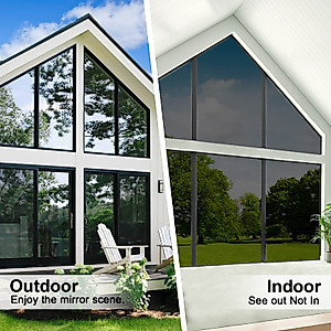 One Way Window Privacy Film, Home Windows Tint Reflective Windows Film See Out Not in Sun Blocking Anti UV Mirror Windows Clings Daytime Privacy Door Window Covering with 3 Tools, 17.5 * 78.7 Inch