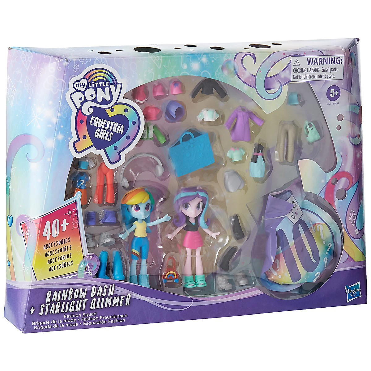 My Little Pony Equestria Girls Fashion Squad Rainbow Dash and Starlight Glimmer Mini Doll Set Toy with Over 40 Fashion Accessories