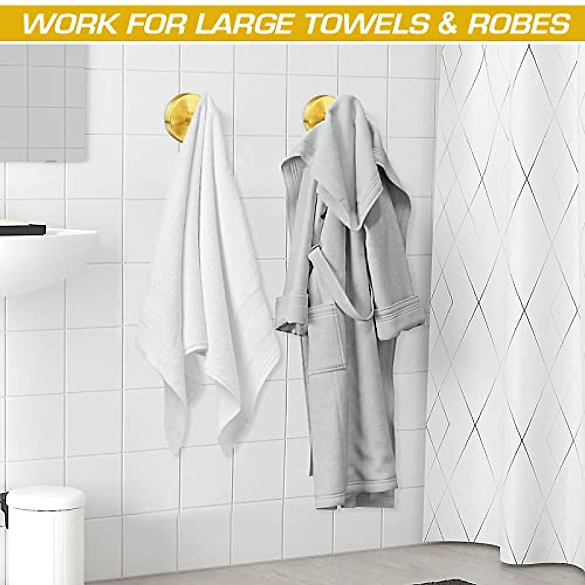 Towel Hooks, 4 Packs Powerful Heavy-Duty Wall Hooks,Premium 304 Stainless Steel Towel Hook,Coat Hooks,Towel Hook for Wall Mounted, Gold Towel Hooks Bathroom,Bathroom Hooks for Bath Towels