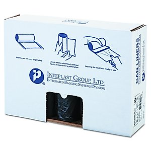 Inteplast Group SLW3858SHK Low-Density Can Liner, 38 x 58, 60gal, 1.4mil, Black, 20 per Roll (Case of 5 Rolls)