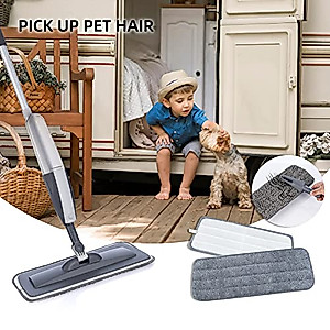Microfiber Spray Mop for Floor Cleaning with 5 Washable Pads,360 Degree Spin Dust Mop with Mop Holder and Scraper for Home Kitchen Bathroom,Dry Wet Flat Mop for Wood Laminate Ceramic Hardwood Tile