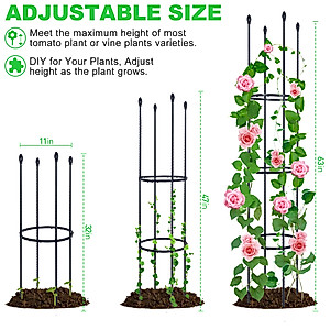 Garden Trellis 4 Pack 60&quot; Tomato CageTall Plant Support Climbing Vines Flowers Stands,Plant Cages &amp; Supports for Vines Crop Vegetable, Flowers,Potted Plants,with 60pcs Plant Clips