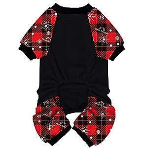 Christmas Dog Pajamas, Winter Warm Cute Holiday Theme Dog Onesie Jumpsuit Stretchy Doggie Sweater Puppy Clothes Outift Xmas Tiny Pet PJS for Small Dogs Cat Apparel (Plaid Puppy, Small)