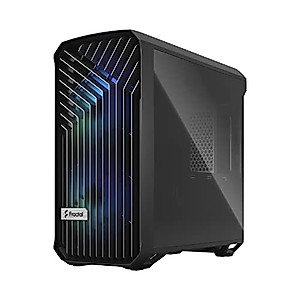 Fractal Design Torrent Compact RGB Black - Light Tint Tempered Glass Side Panels - Open Grille for Maximum air Intake - Two 180mm RGB PWM Fans Included - Type C - ATX Airflow Mid Tower PC Gaming Case