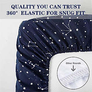 Changing Pad Cover 2 Pack, Comfort Fleece Changing Table Cover Boys Girls, Ultra Soft Breathable 32"/34''x16" Changing Pad Sheets - Blue Stars & Grey Stripe