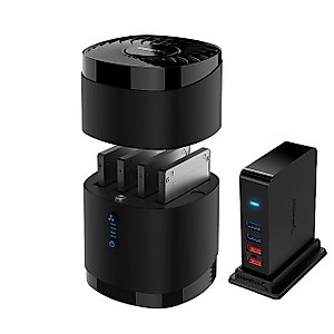 7 Port USB 3.0 HUB + 2 Charging Ports with 12V/4A Power Adapter + USB 3.0 4 Bay 2.5” Hard Drive/SSD Docking Station with Fan