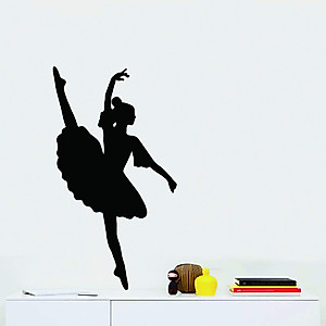 DNVEN Girls Ballet Dance Decals Dancing Girl Silhouette Removable Vinyl Wall Stickers Decorations Home Decors for Dance Rooms Girls Rooms 16 inches x 28 inches