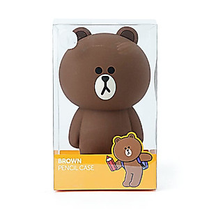 Pencil Case 3D Silicone Cartoon Cute Brown Bear Storage Box with Back Zipper Portable Hand-held Wallet Students Stationery Pen Holders Cosmetic Makeup
