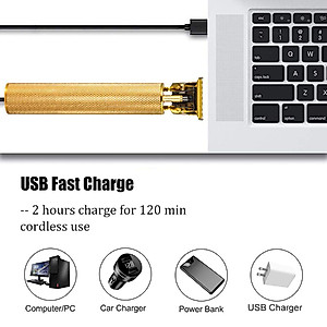 Professional Hair Trimmer, Zero Gapped T-Blade Close Cutting Hair Clippers for Men Rechargeable Cordless Trimmers for Haircut Beard Shaver Barbershop (4 Combs, Gold)