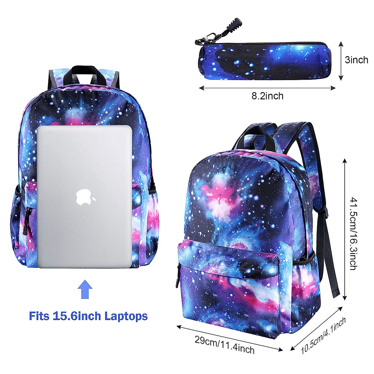 SAMIT School Backpack School Bag Galaxy Backpack Rucksack Kid Backpack Set with Pencil Case for Boys Girls Elementary