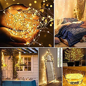 ZSMPY Fairy Lights Solar Lights Outdoor, 50/100/200 Lights,5m/10m/20m Fairy Lights Solar Christmas Lights for Patio, Garden, Home, Wedding, Pathway, Party (Warm White) (Size : 20m 200 Lights)